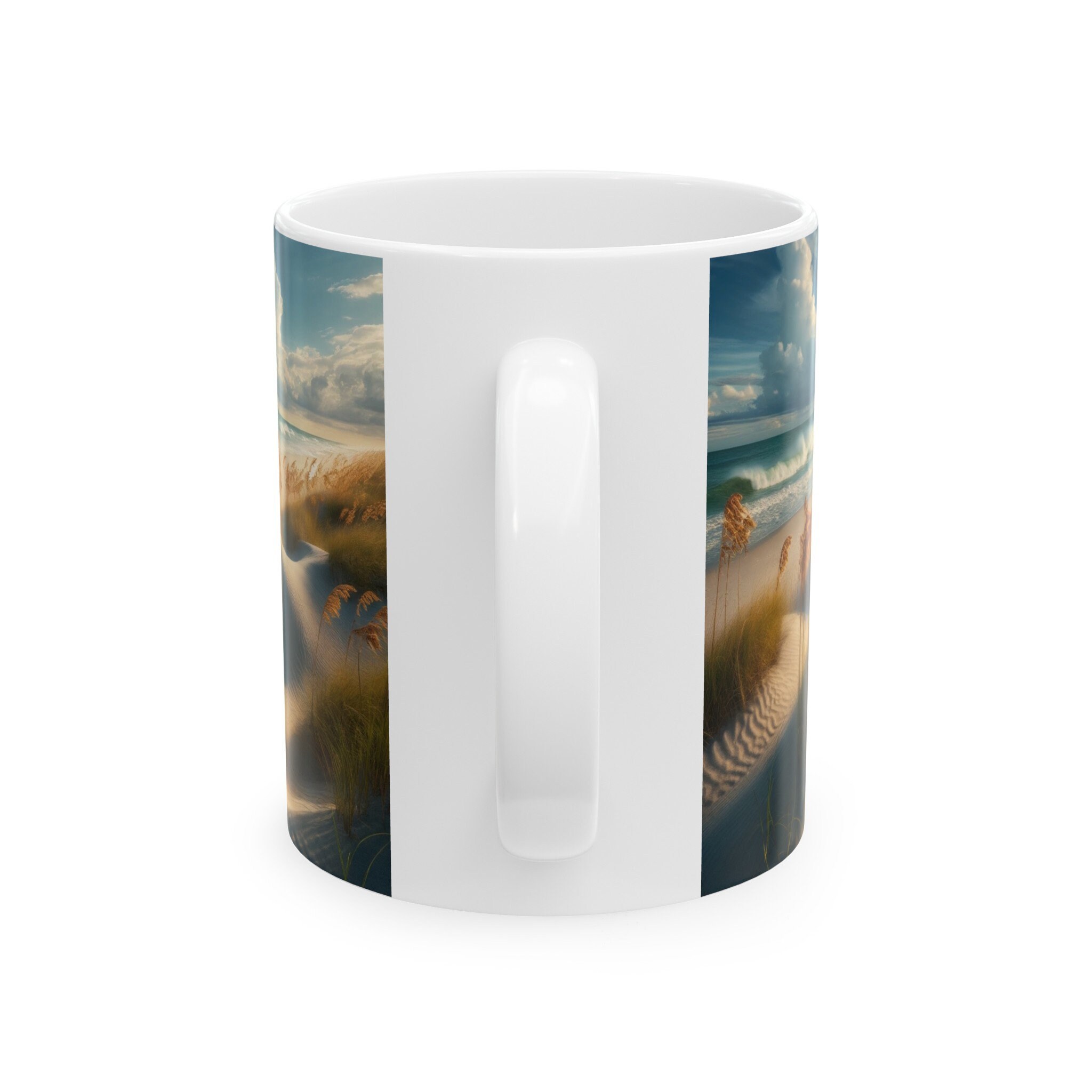 Sand Dunes Sea Oats and Waves Beach Art Ceramic Coffee Tea Cup Mug ...