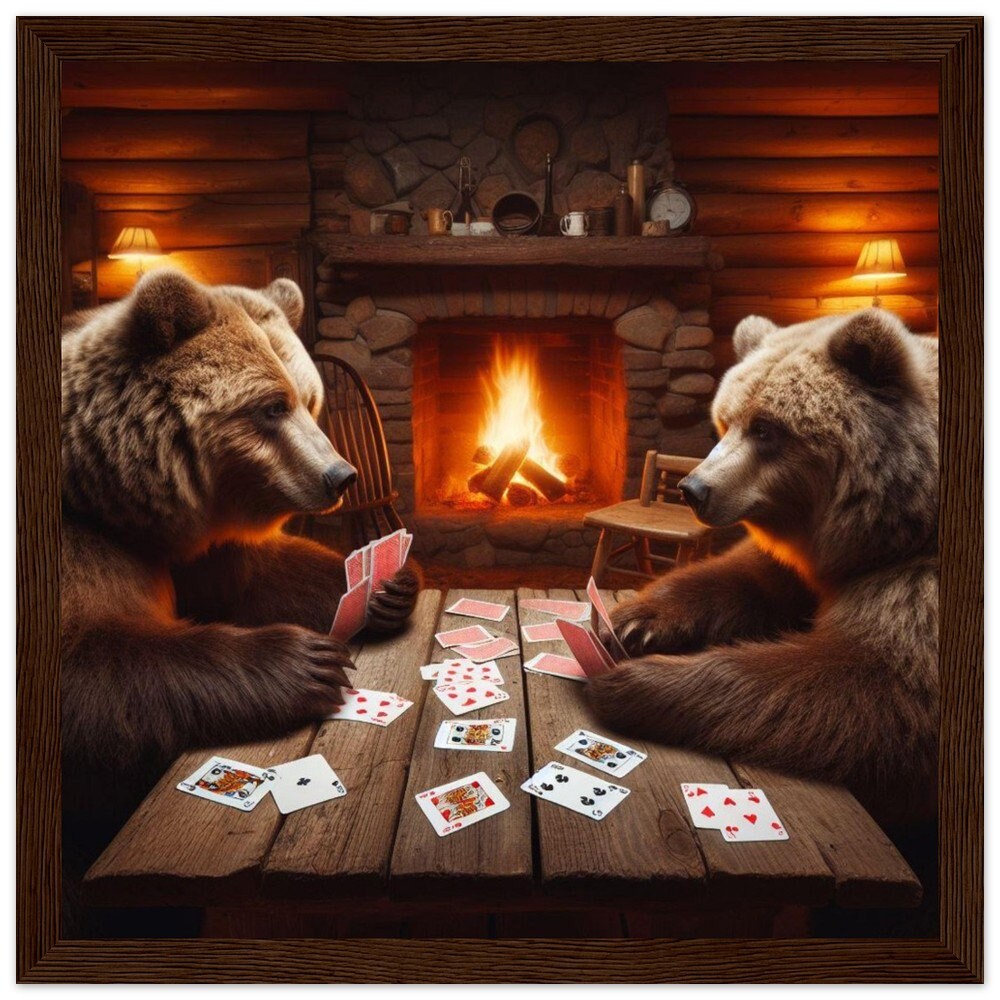 Bears Playing Cards in A Cabin Art Classic Fine Matte Paper Wooden ...