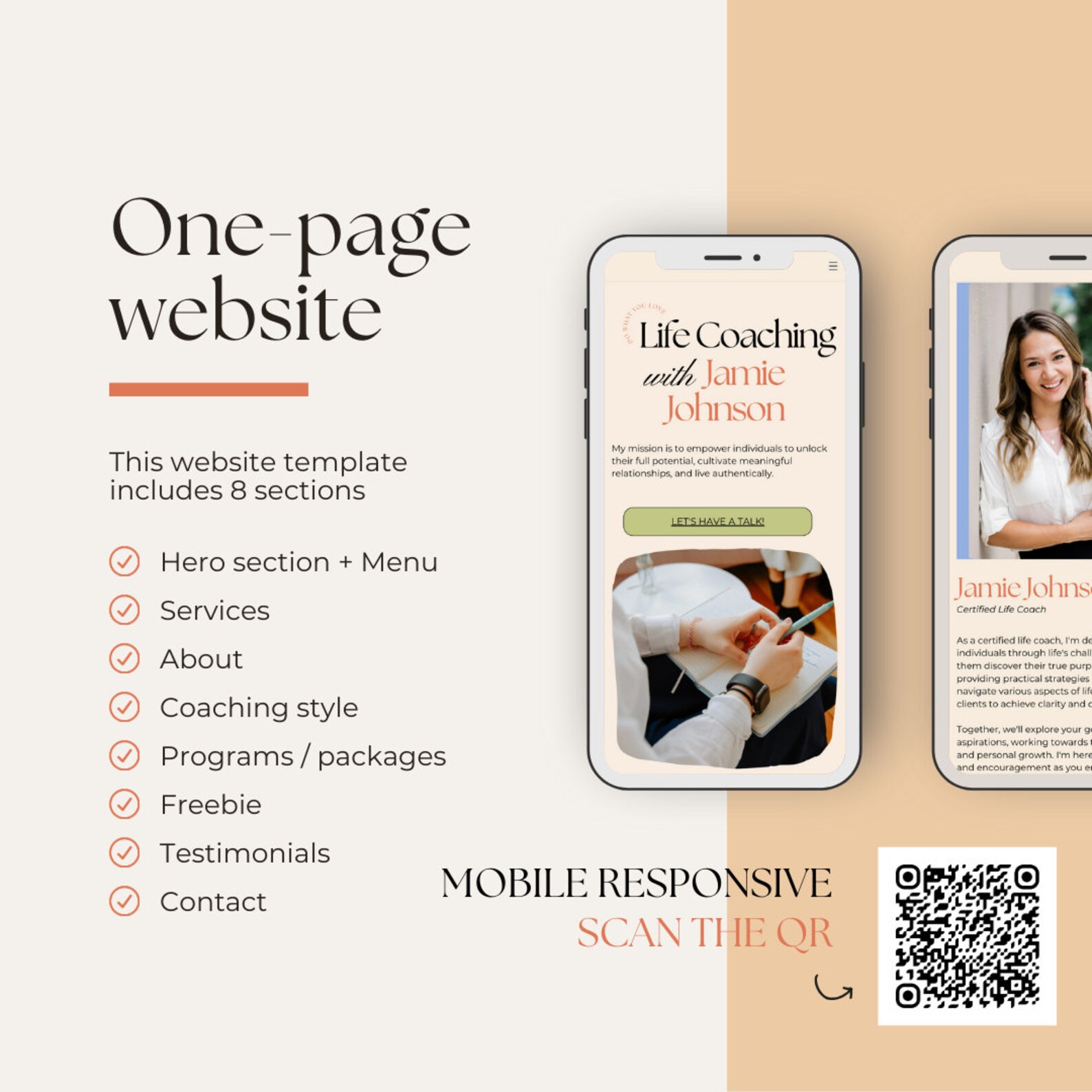 Life Coach Website Template in Canva, DYI Website Template, Playful ...