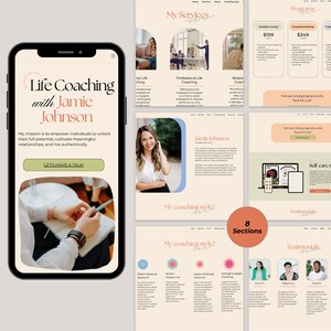 Life Coach Website Template in Canva, DYI Website Template, Playful ...