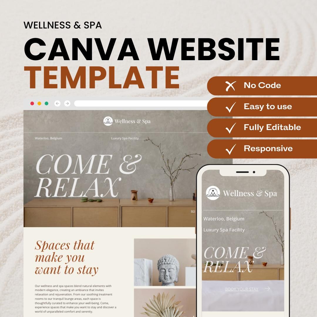 Wellness & Spa Canva Website Template, Einseitige Website, Wellness ...
