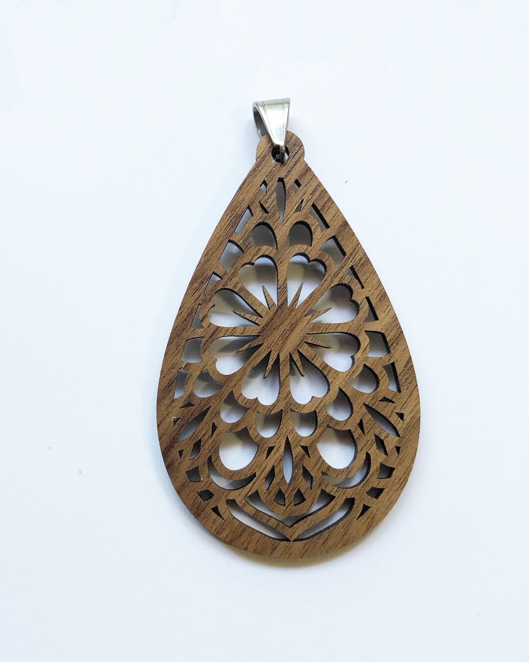 Hardwood Pendant Laser Cut - Walnut, Cherry, or Maple Wood - Cord ...
