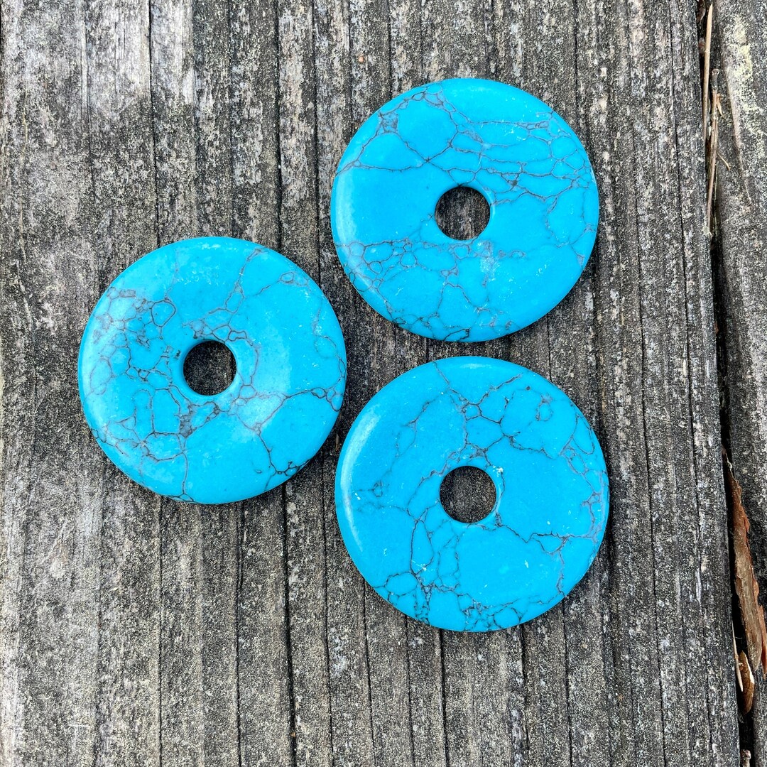 3 Turquoise Donuts, Synthetic. 2 Inches Across, 10mm Hole. Set/3. - Etsy