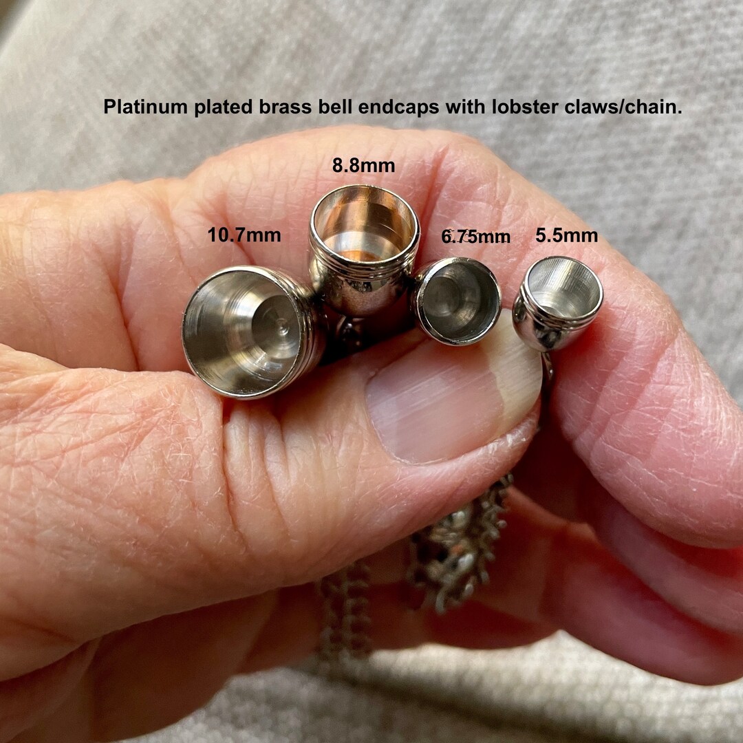Platinum Bell End Caps With Clasp. With Lobster Clasp & Chain. Choice ...