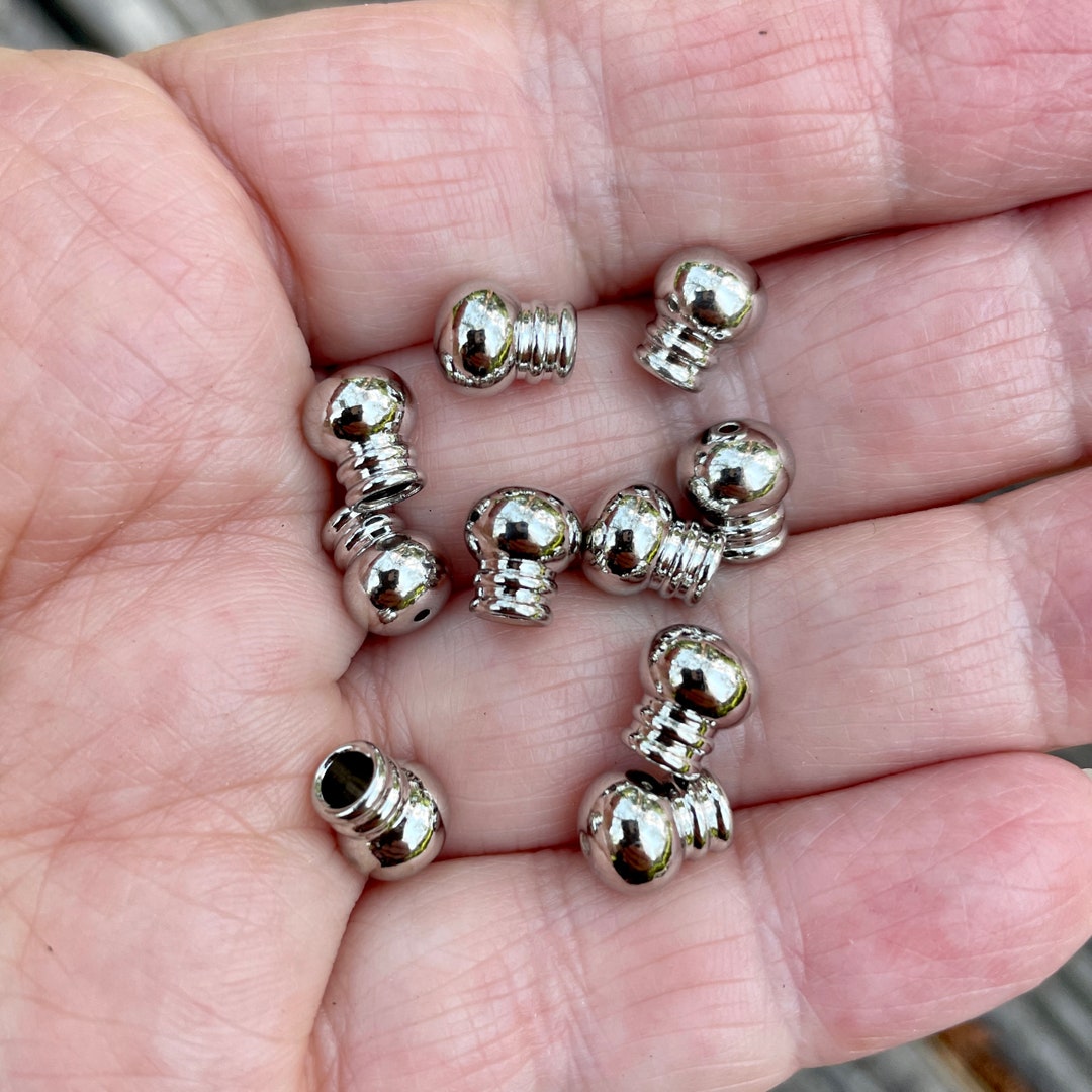 20 Tiny Cord Ends. 3.3mm Inner Diameter. Platinum-plated Brass. Set of ...