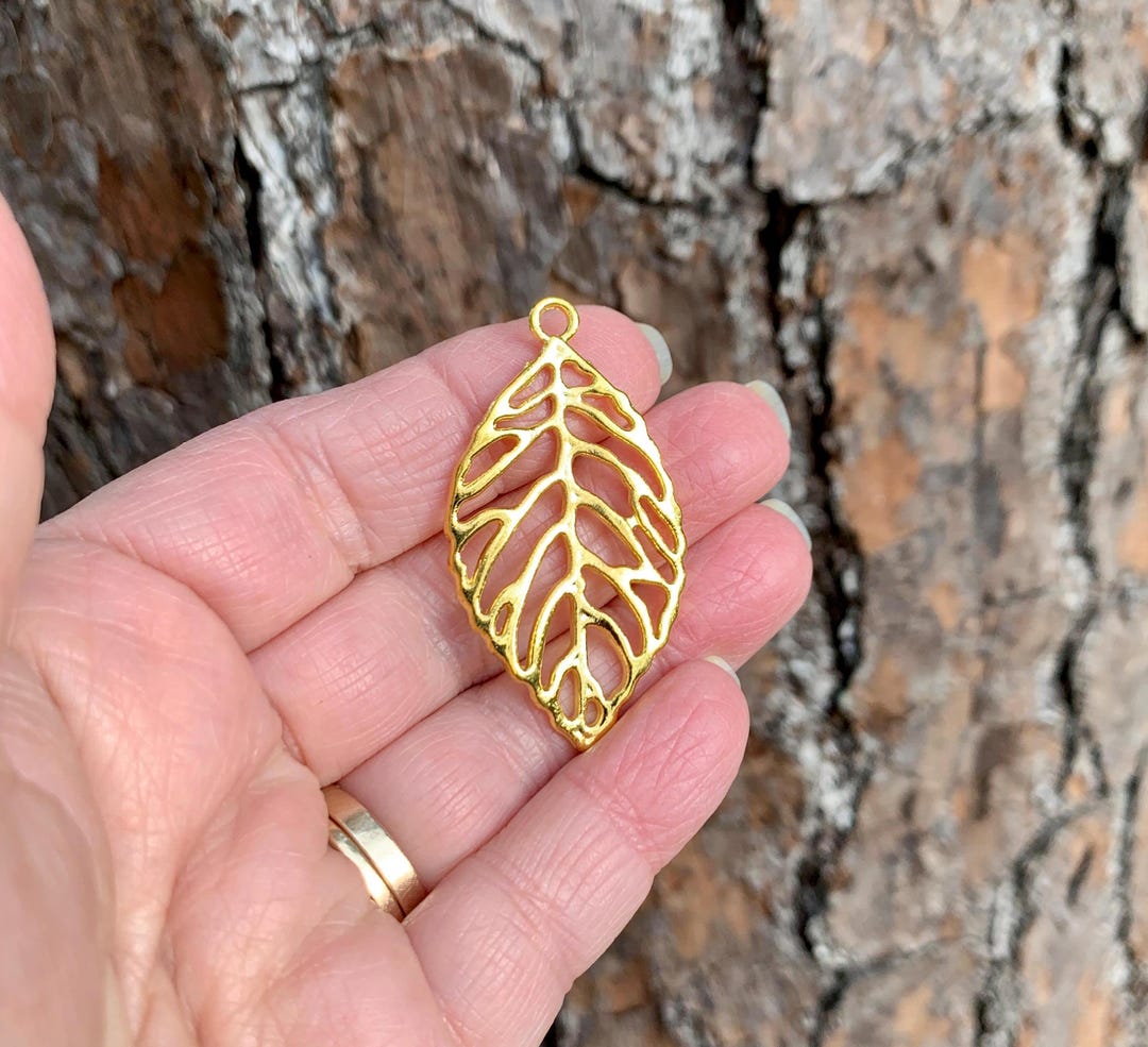 Filigree Leaves, 3 or 6. Skeleton Leaves. Gold-plated Filigree ...