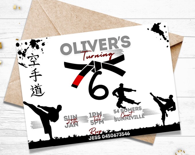 Editable Karate Birthday Party Invitation Template, Tae Kwon Do ...