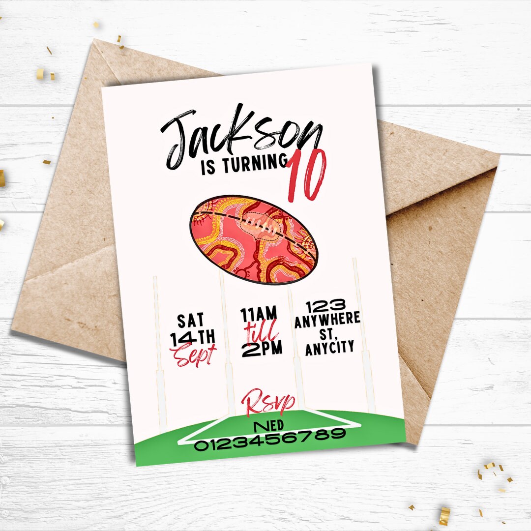 AFL Indigenous Birthday Invitation Digital - Etsy Australia