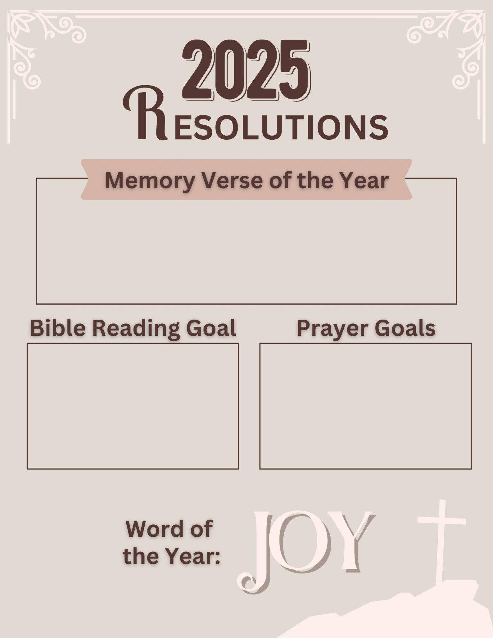 Editable 2025 Christian New Year Resolutions Printable Template, Christ ...