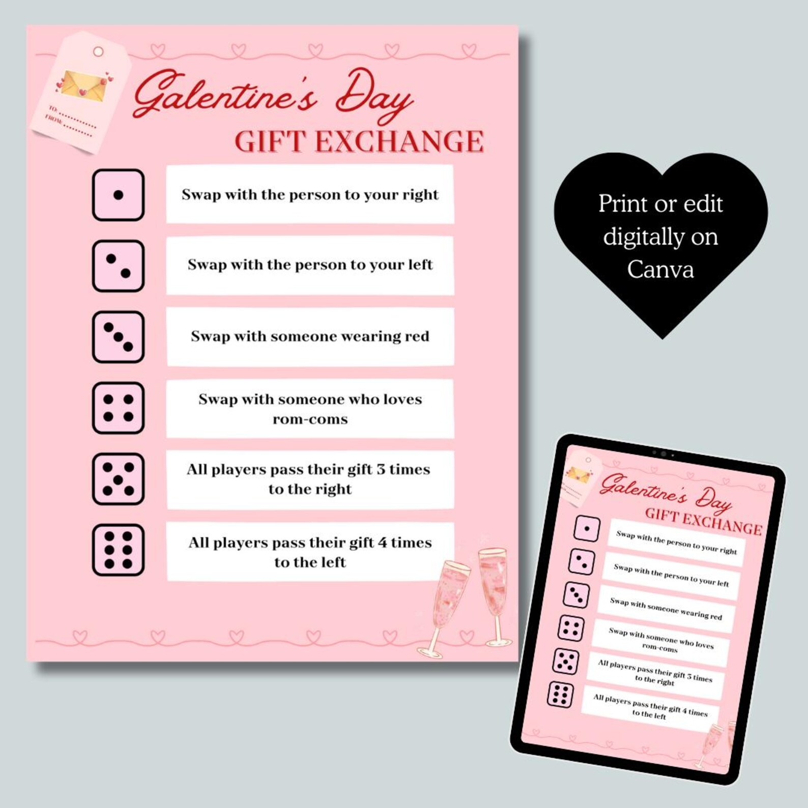 Editable Galentine's Day Party Gift Exchange Game, Printable Galentine ...