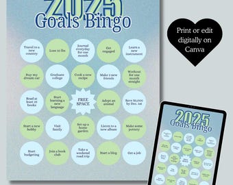 Editable 2025 Goals Bingo Card Template, New Year Resolutions Bingo ...