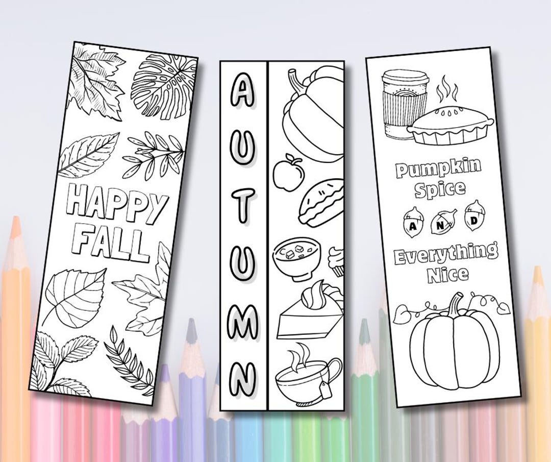 Fall Coloring Bookmarks for Kids, Autumn Designs (digital Download) - Etsy