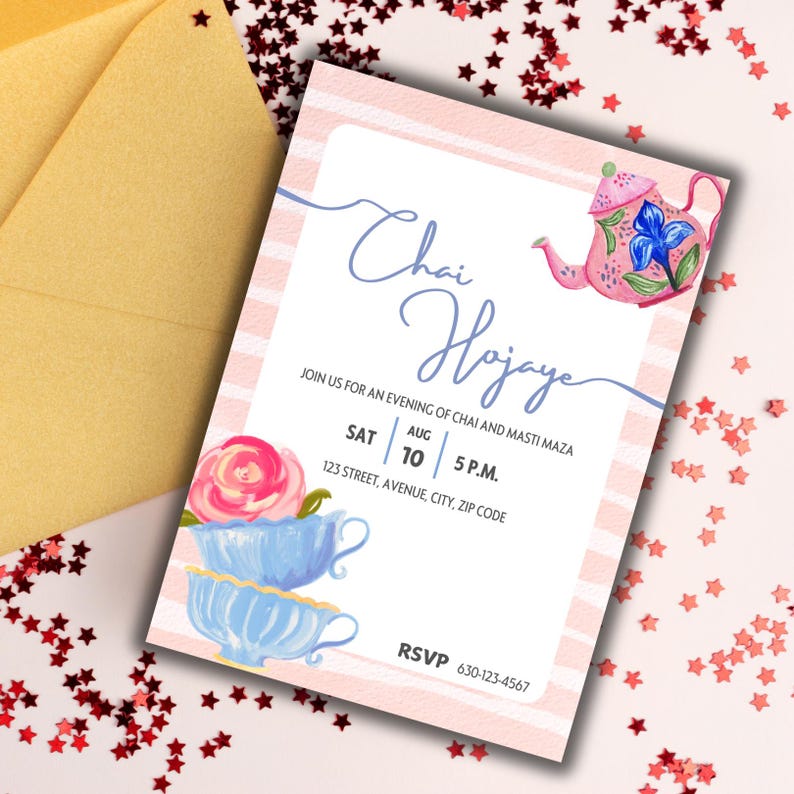 Tea Party Digital Invitation,chai Hojaye Invitation,digital Printable ...