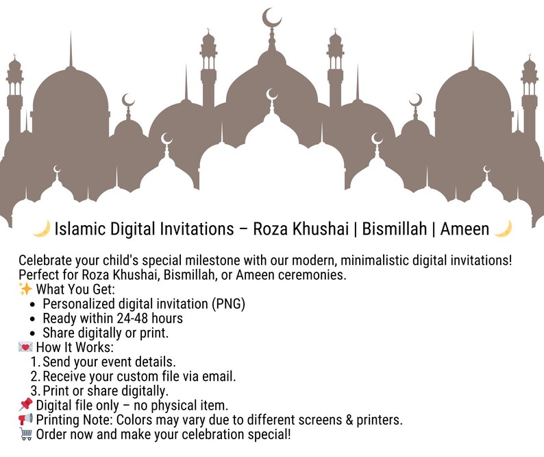 Islamic Invitation: Bismillah, Ameen, Roza Khushai (digital Invitation ...