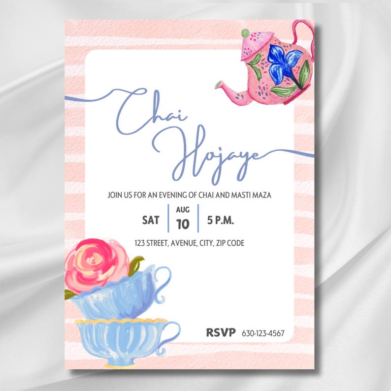 Tea Party Digital Invitation,chai Hojaye Invitation,digital Printable ...