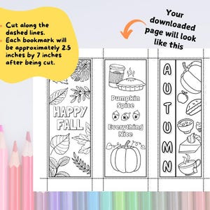 Printable Coloring Bookmarks, Bookmarks, Fall Bookmarks, Autumn ...