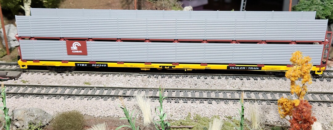 Walthers Ho Scale Train 89' Bi-level Shielded Auto Rack Conrail #964349 ...