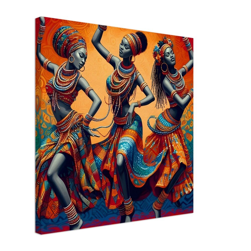 Afro Dance - Authentic Cultural African Dance Celebration Art on Canvas ...