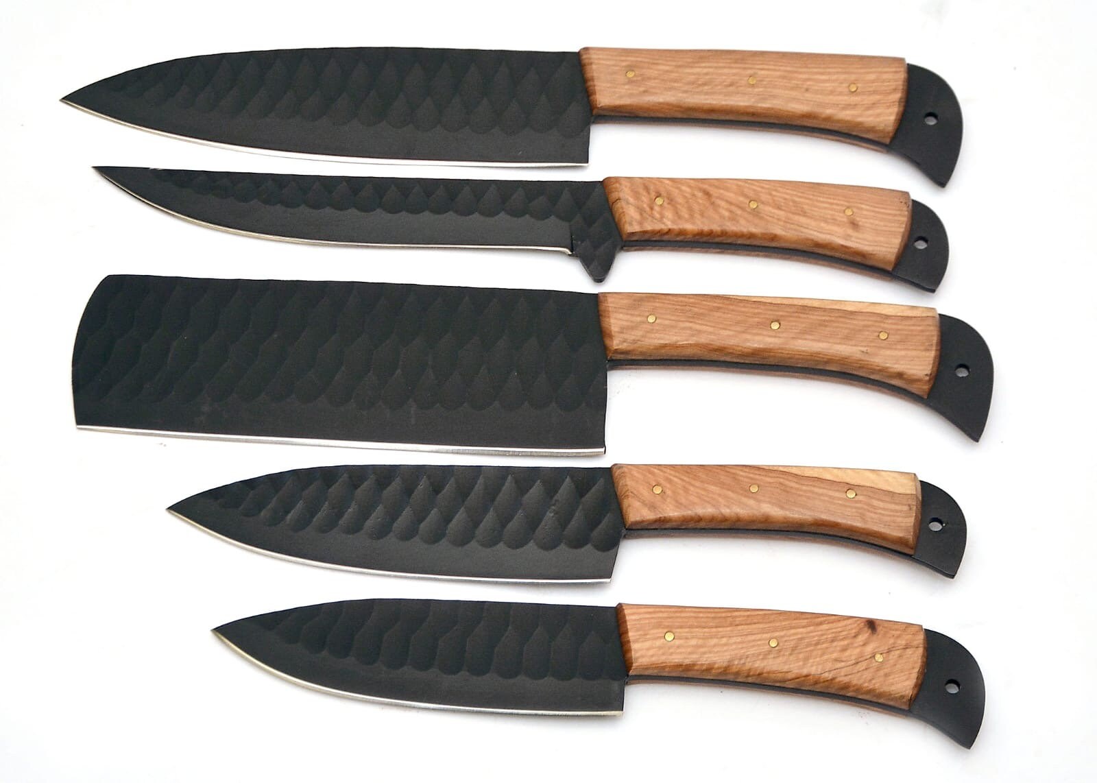 Handmade Chef Knife Set, Kitchen Knife Set, Hand Forged 5 Pcs Carbon ...
