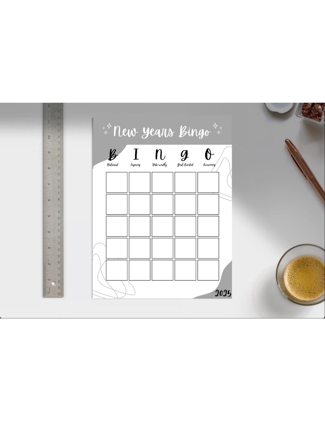 New Years Bingo Card for Goal Setting Editable Digital Download for ...