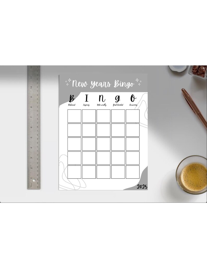 New Years Bingo Card for Goal Setting Editable Digital Download for ...