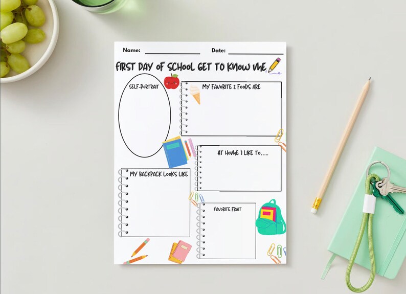 First Day of School Get to Know Me Worksheets First Week of School ...