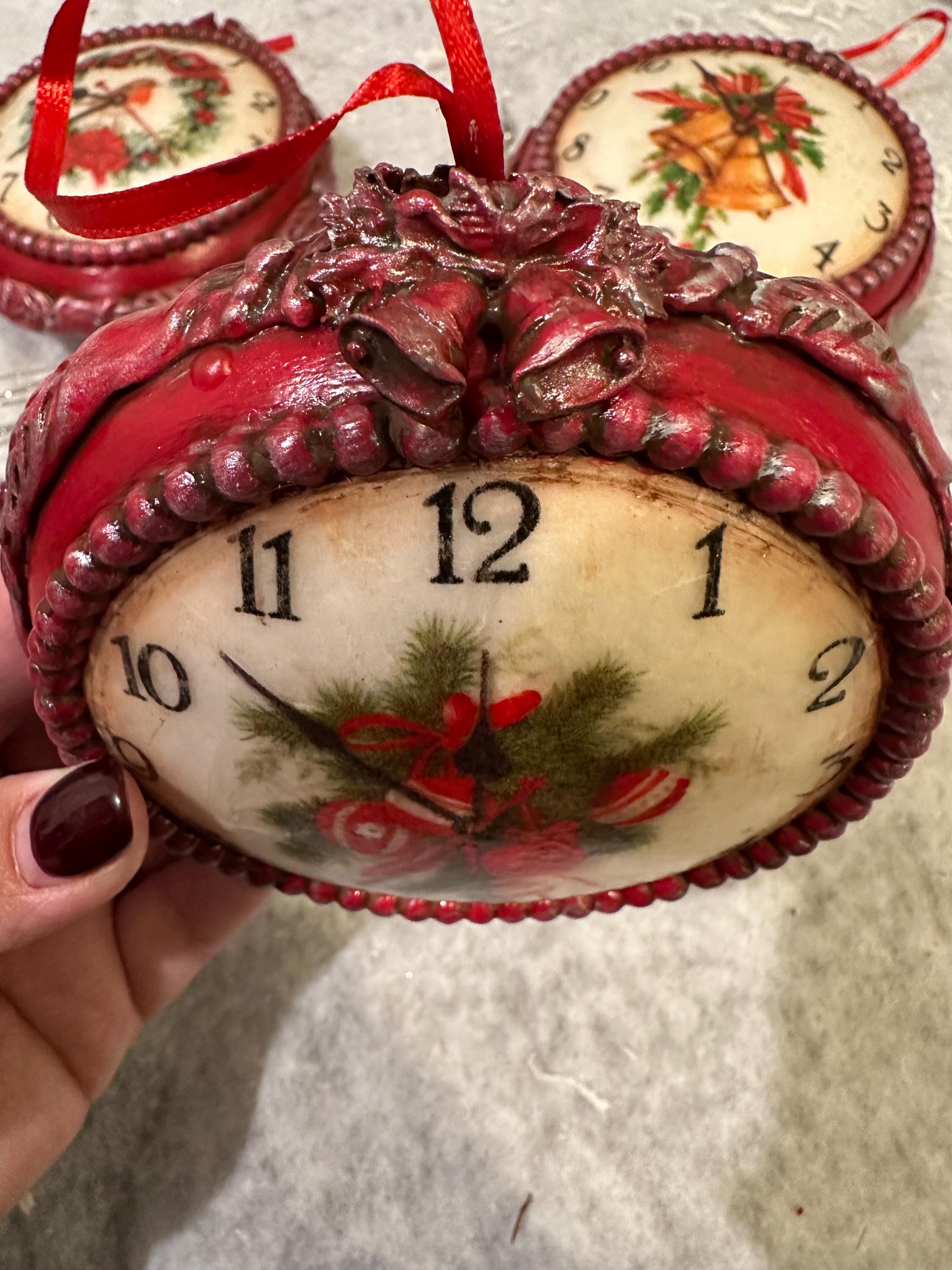 Handmade Victorian Clock Christmas Ornament – Red Holiday Bauble - Etsy