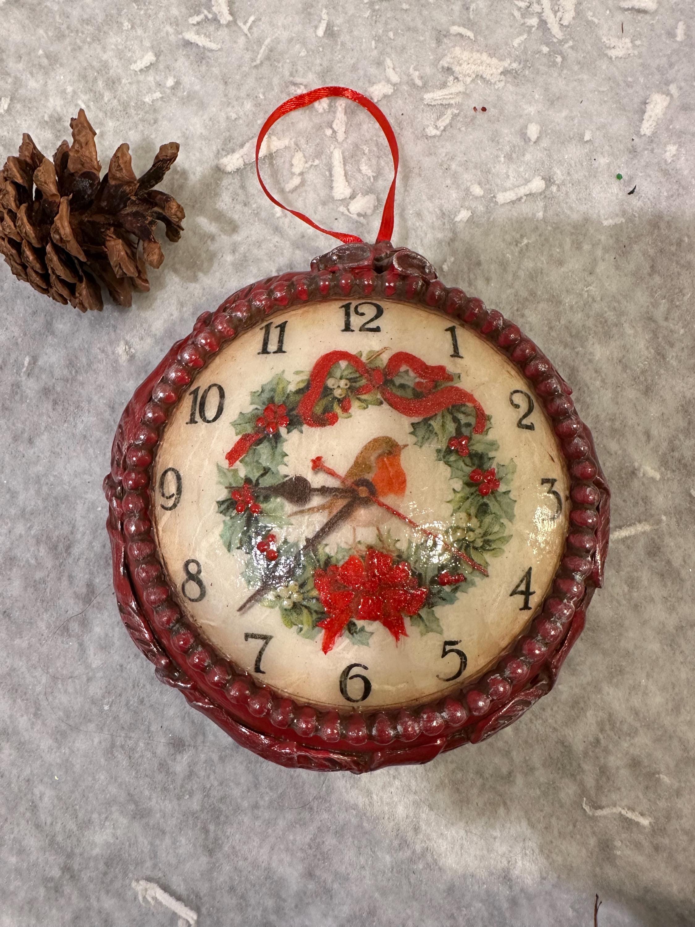 Handmade Victorian Clock Christmas Ornament – Red Holiday Bauble - Etsy