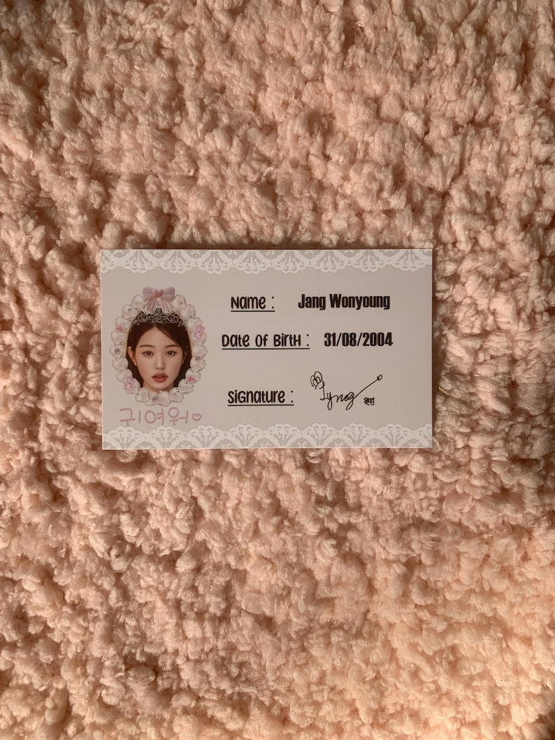 IVE Wonyoung ID Card, Jang Wonyoung Photocard, Handmade ID Card ...
