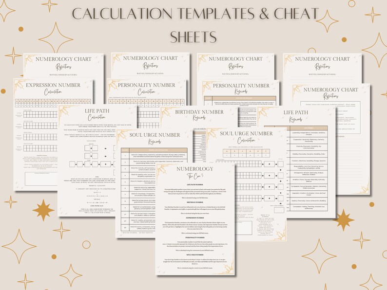 Numerology Charts | Printable Pages | Meanings, Cheat Sheets & Calculator Worksheets for the 5 ...
