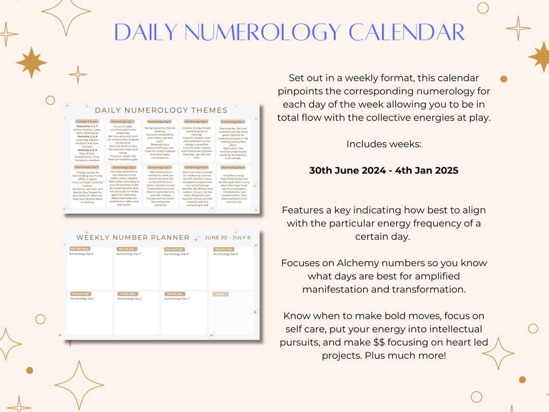Weekly Numerology Calendar Daily Numerology Numbers & Themes June 30th ...