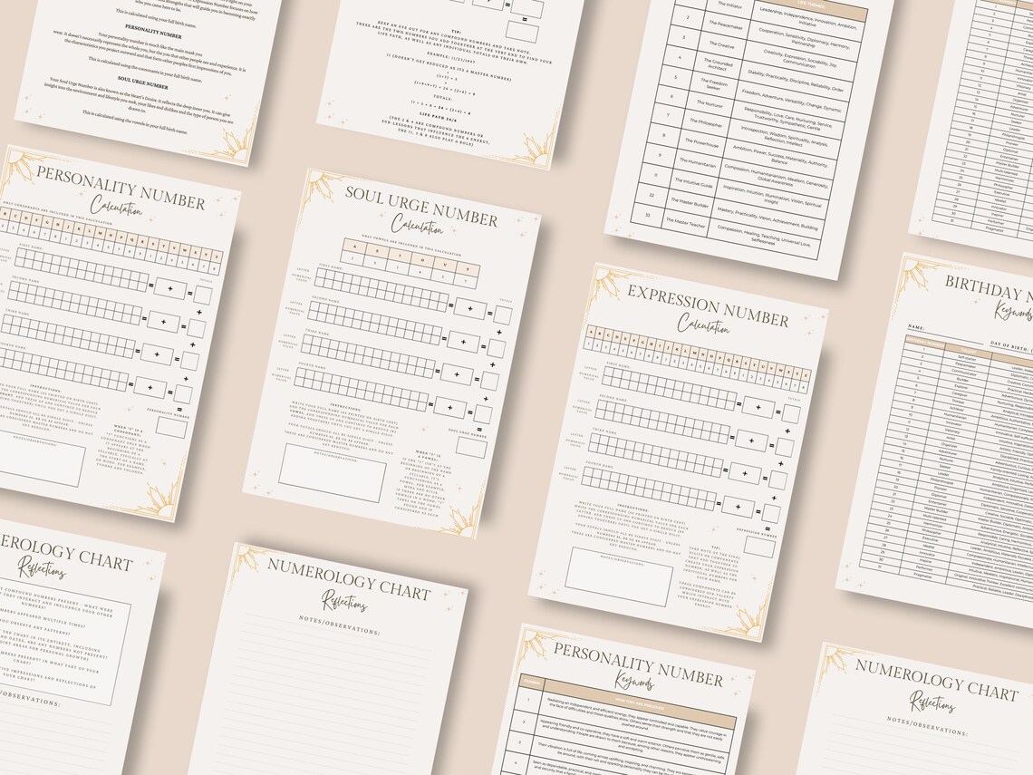 Numerology Charts | Printable Pages | Meanings, Cheat Sheets ...