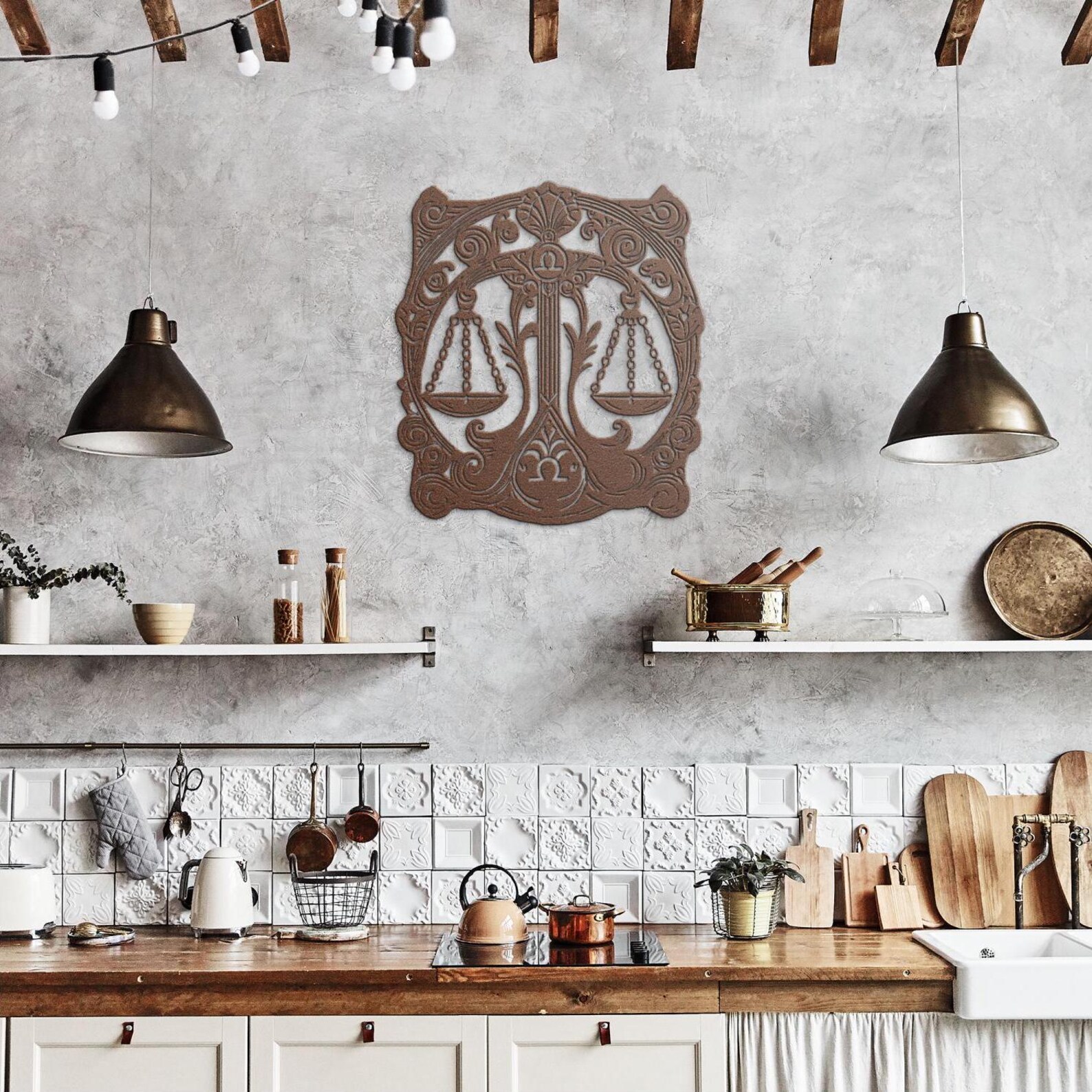 Libra Scales of Justice Metal Wall Art Zodiac Decor for Home & Office ...