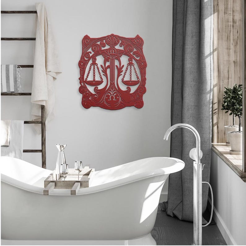 Libra Scales of Justice Metal Wall Art Zodiac Decor for Home & Office ...
