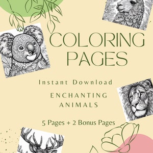 Coloring Pages - Enchanting Animals (for Adults and Children / Kids ...