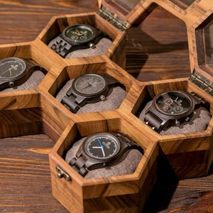 Honeycomb Wooden Watch Case, Watch Box for Men, Watch Storage Box ...