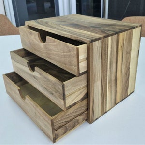 Large Wooden 3-drawer Storage Box, Custom Desk Organizer for Home ...