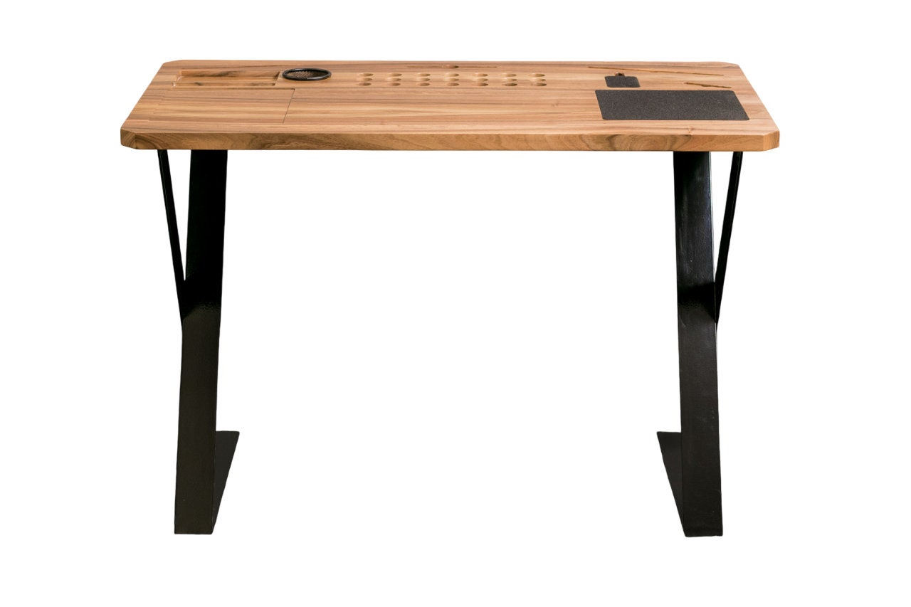 Custom Solid Wood Gaming Desk Modern Office Table for Gamers Portable ...