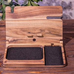 Handmade Walnut Gift & Charging Station, Custom Natural Wood Gift ...