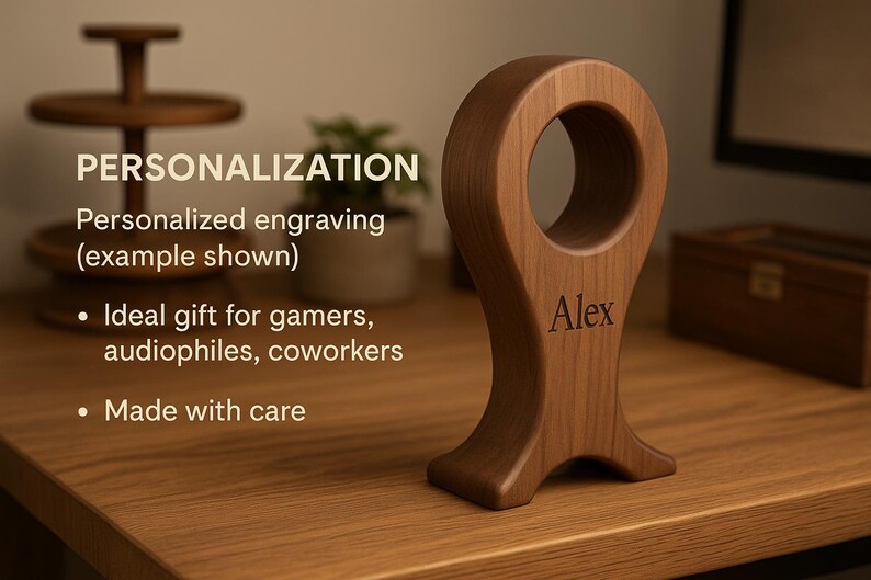 Walnut Headphone Stand, Handmade Brown Wood Stylish Desk Organizer ...