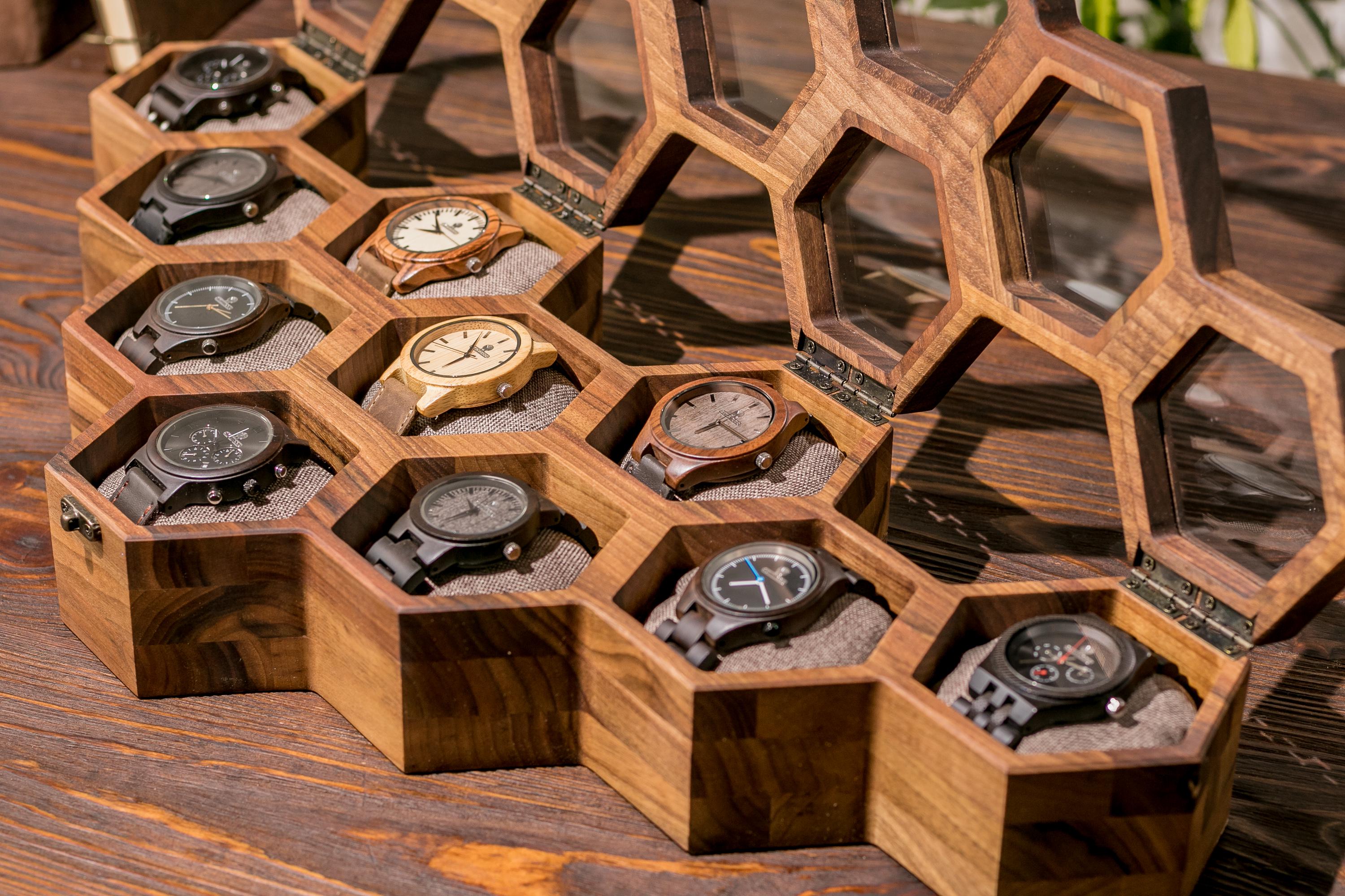 Honeycomb Wooden Watch Case, Watch Box for Men, Watch Storage Box ...