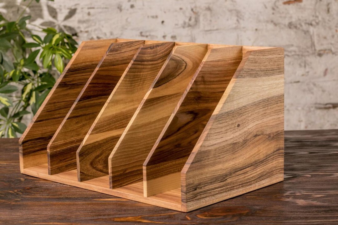 Wooden Folder Stand - Office Folder Storage, Handmade Document Holder ...