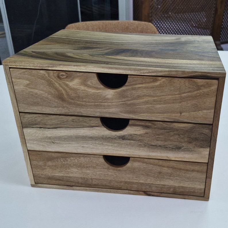 Large Wooden 3-drawer Storage Box, Custom Desk Organizer for Home ...