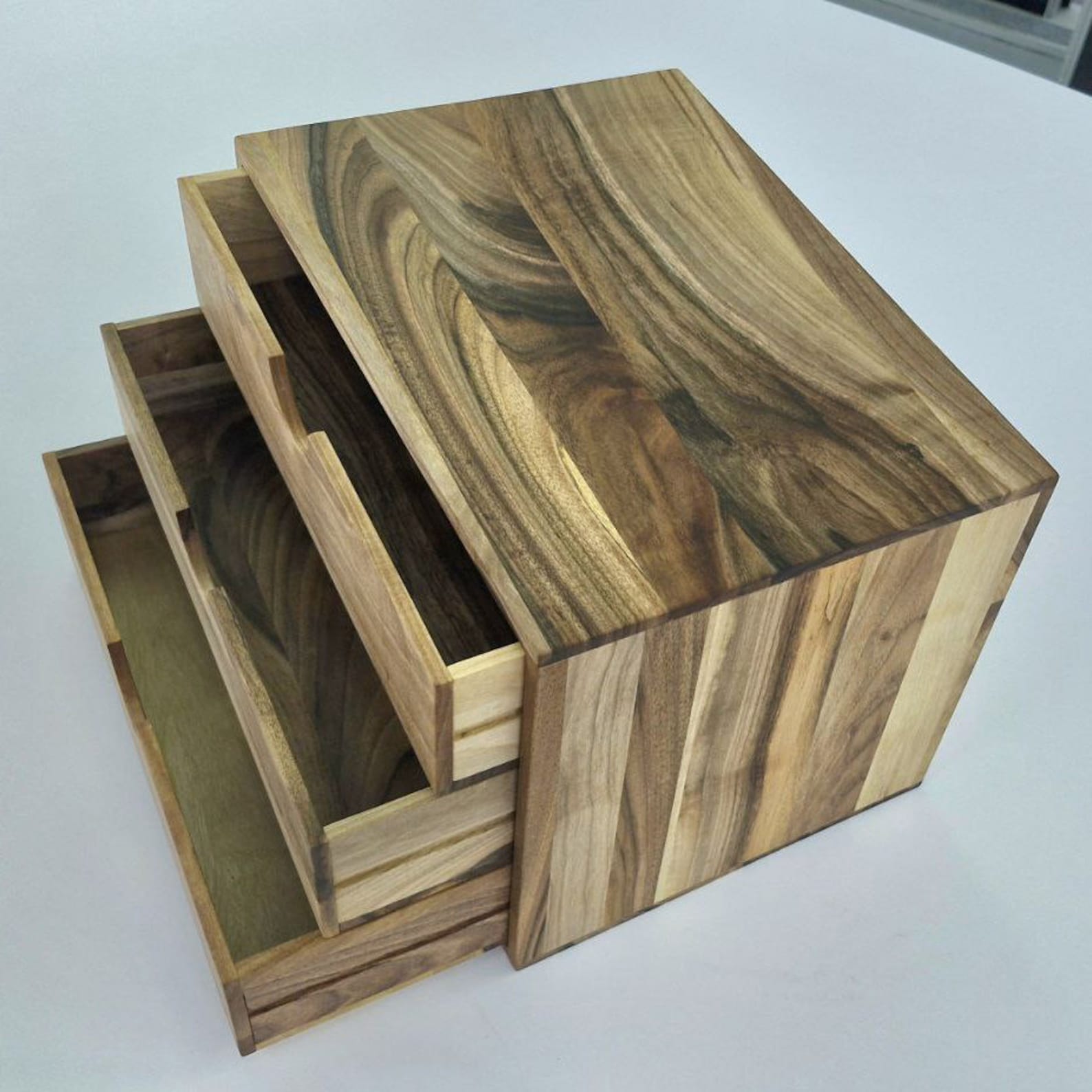 Large Wooden 3-drawer Storage Box, Custom Desk Organizer for Home ...