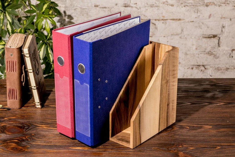 Desk Organizer & Document Rack – Wooden Office Solution for Books and ...