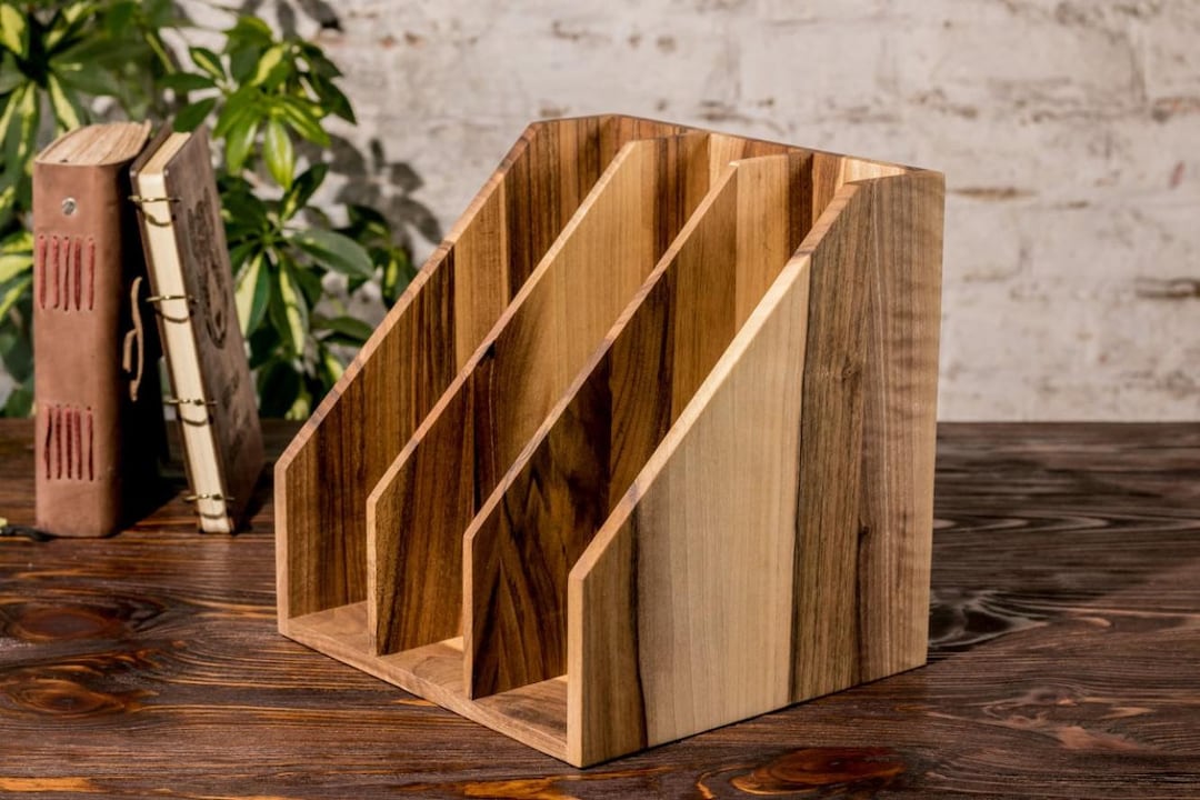 Office File Holder, Books Organizer Stand, Handmade Wooden Folder Stand ...