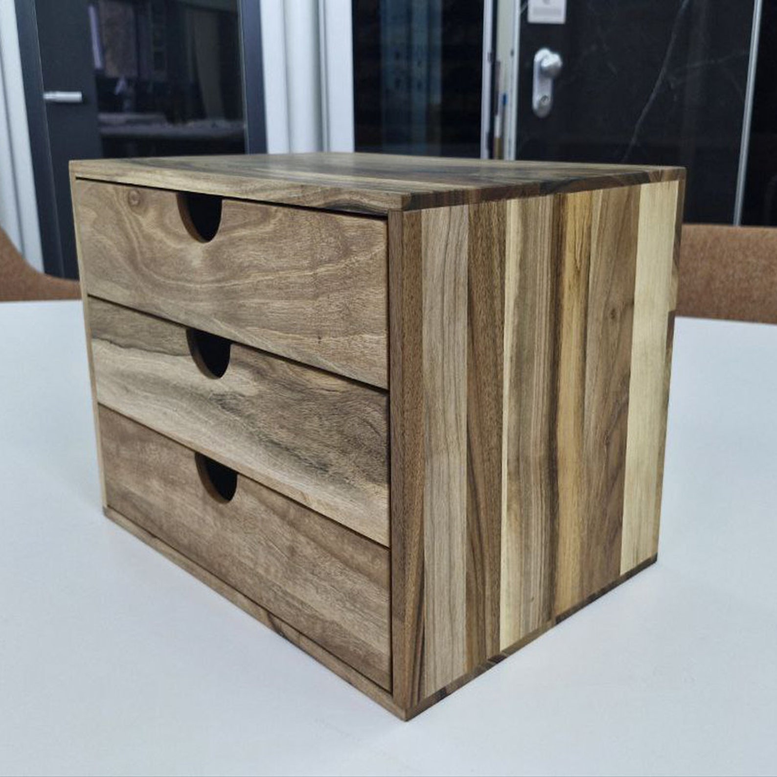 Large Wooden 3-drawer Storage Box, Custom Desk Organizer for Home ...