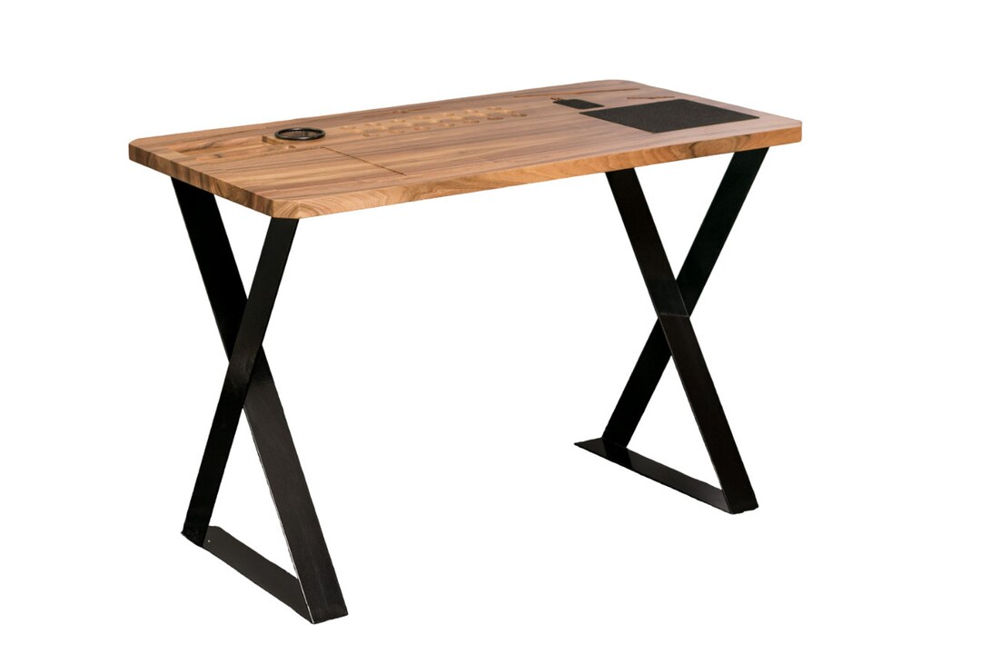 Custom Solid Wood Gaming Desk Modern Office Table for Gamers Portable ...