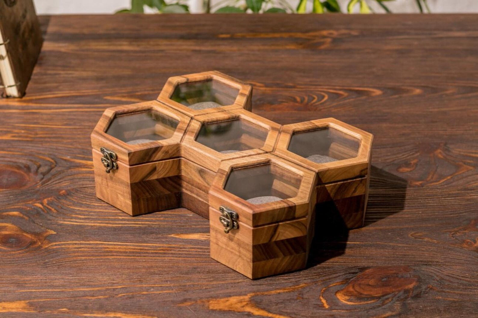 Honeycomb Wooden Watch Case, Watch Box for Men, Watch Storage Box ...