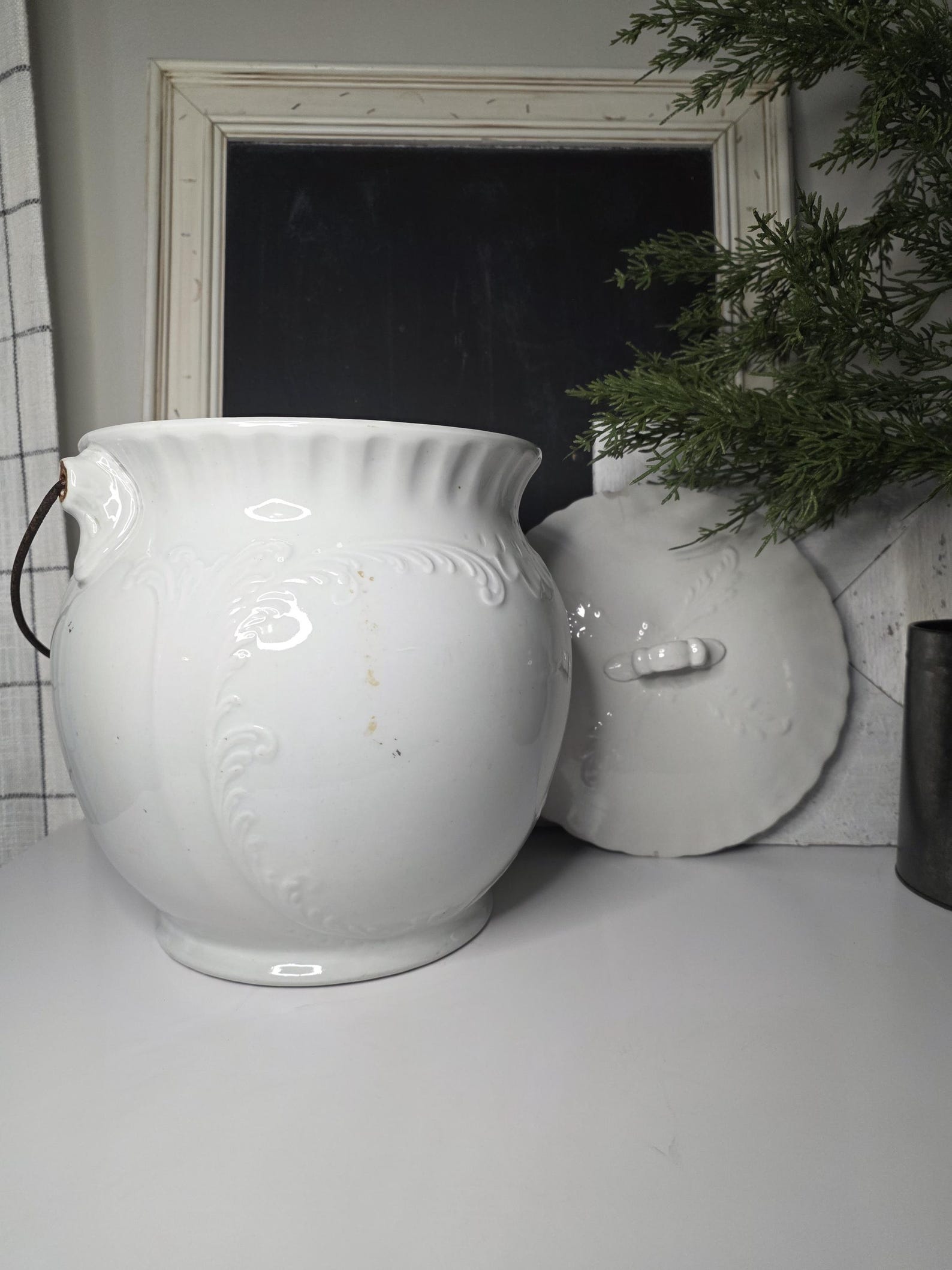Vintage Ironstone Slop Pail/chamber Pot With Handle and Lid - Etsy